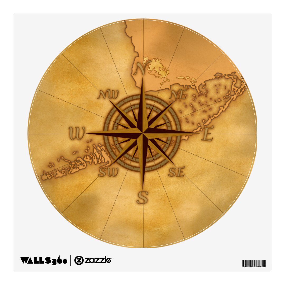 Antique Style Compass Rose Wall Sticker | Zazzle