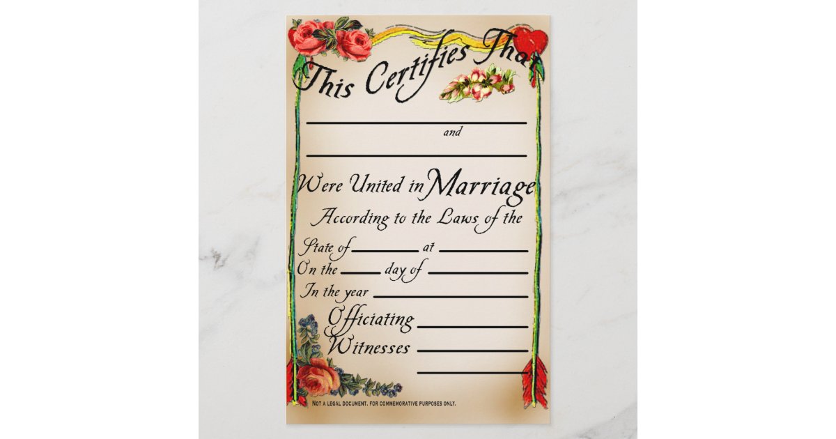 Antique Style Marriage Certificate | Zazzle