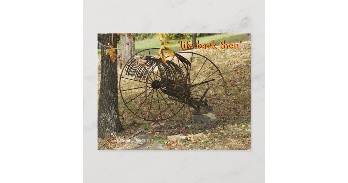 antique sulky hay rake postcard- customize postcard | Zazzle