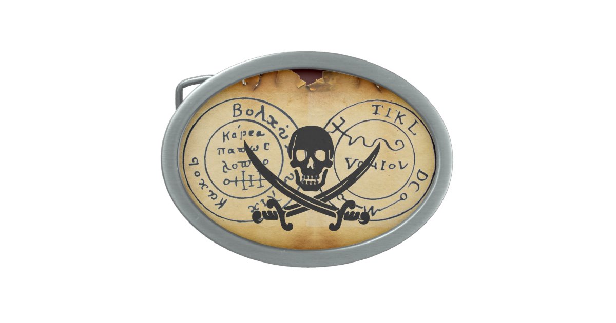 ANTIQUE TALISMAN / PIRATES TREASURE MAP OVAL BELT BUCKLE | Zazzle