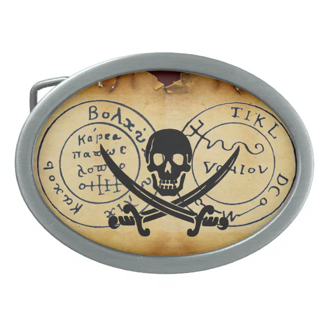 ANTIQUE TALISMAN / PIRATES TREASURE MAP OVAL BELT BUCKLE | Zazzle
