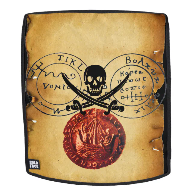 ANTIQUE TALISMAN,PIRATES TREASURE MAP RED WAX SEAL BACKPACK | Zazzle