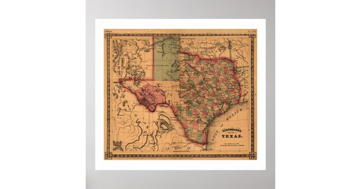 Antique Texas Map #1 Poster | Zazzle