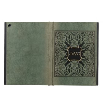 Antique Tooled Leather Monogram Book Cover | Zazzle