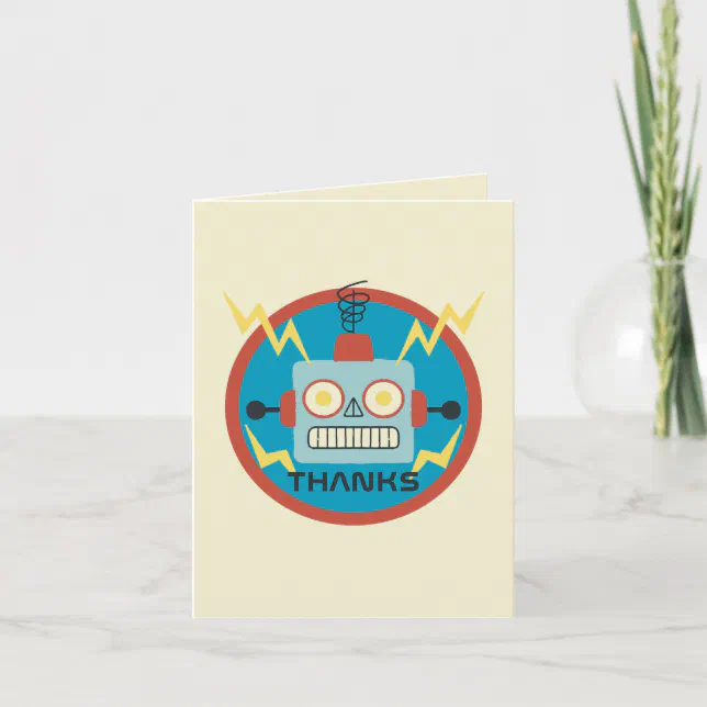 Antique Toy Robot Birthday Thank You Card | Zazzle