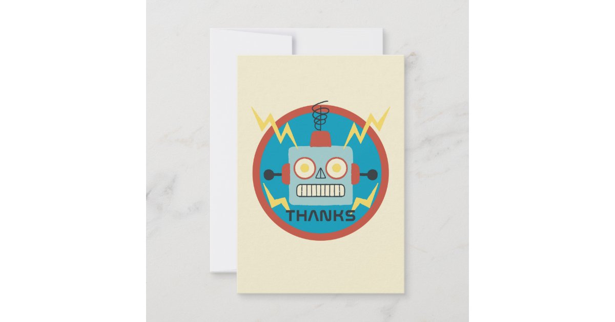 Antique Toy Robot Birthday Thank You Card | Zazzle