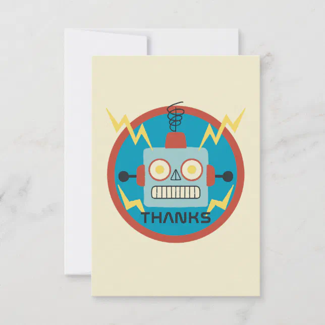 Antique Toy Robot Birthday Thank You Card | Zazzle