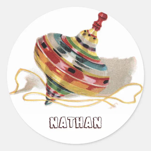 Antique Toy Top Classic Round Sticker | Zazzle