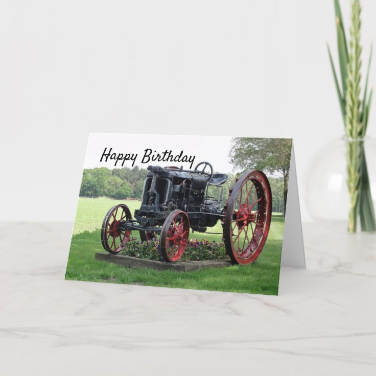 Antique Tractor Birthday Card | Zazzle