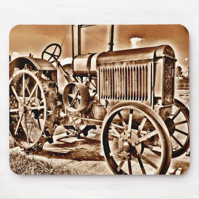 Antique Tractor Farm Equipment Classic Sepia Mouse Pad | Zazzle