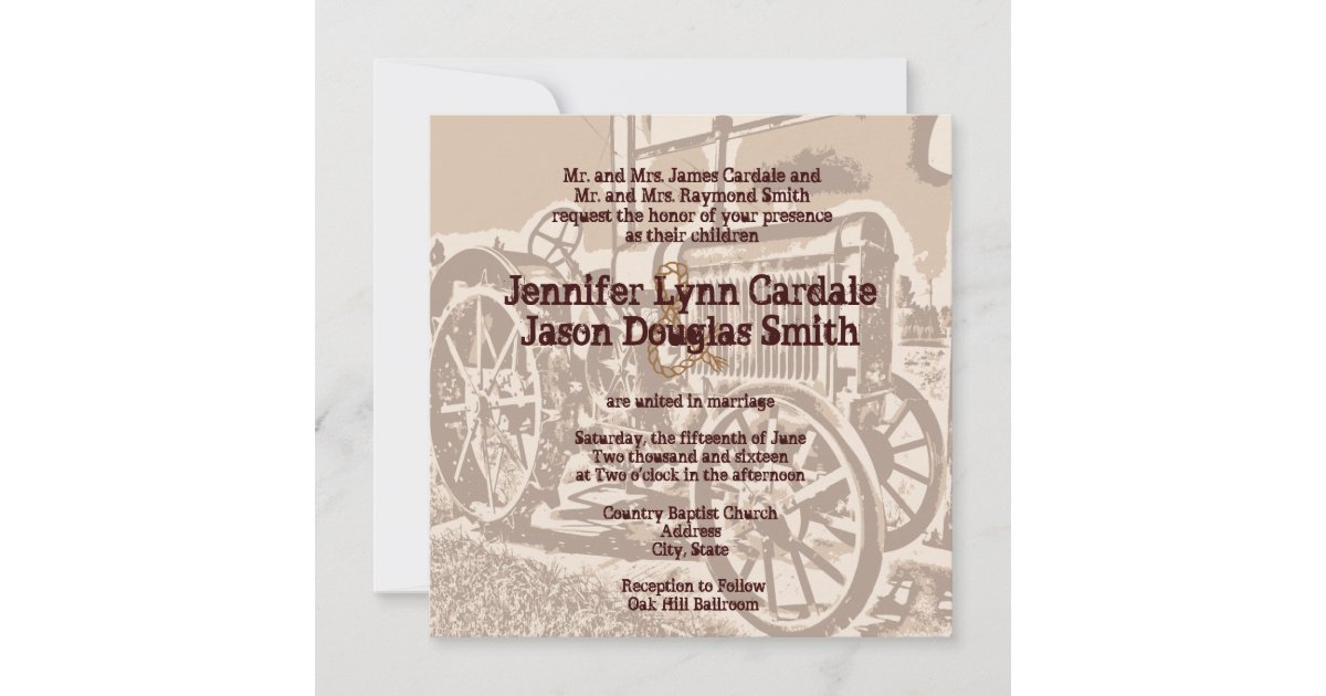 Antique Tractor Farm Wedding Invitations | Zazzle