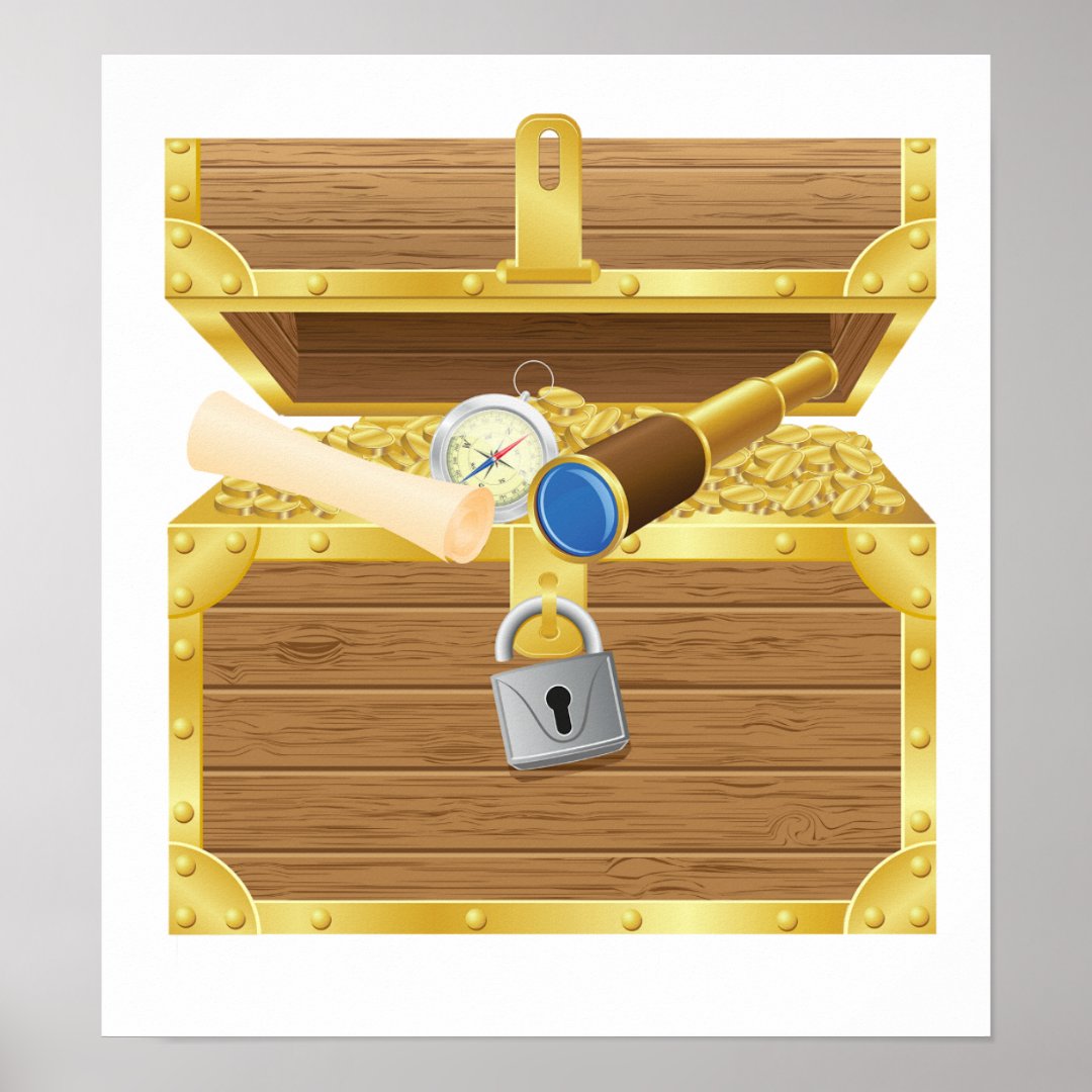 Antique Treasure Chest Poster | Zazzle