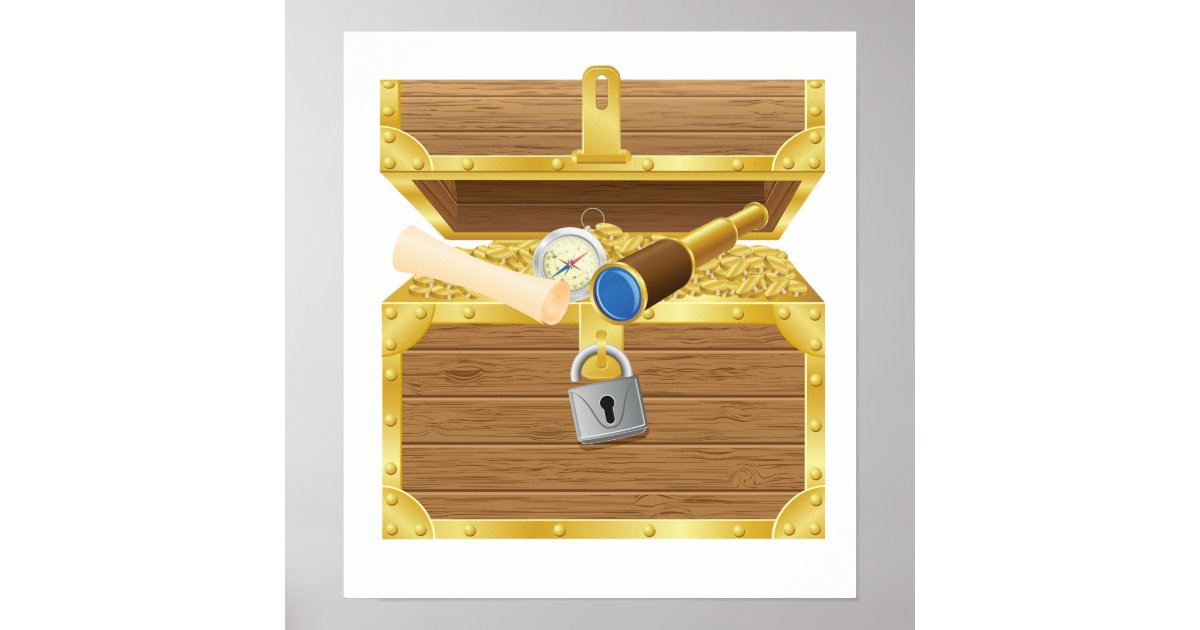 Antique Treasure Chest Poster | Zazzle