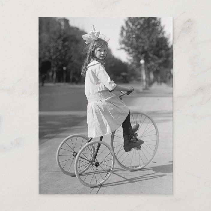 Antique Tricycle Girl, 1913 Postcard | Zazzle.com