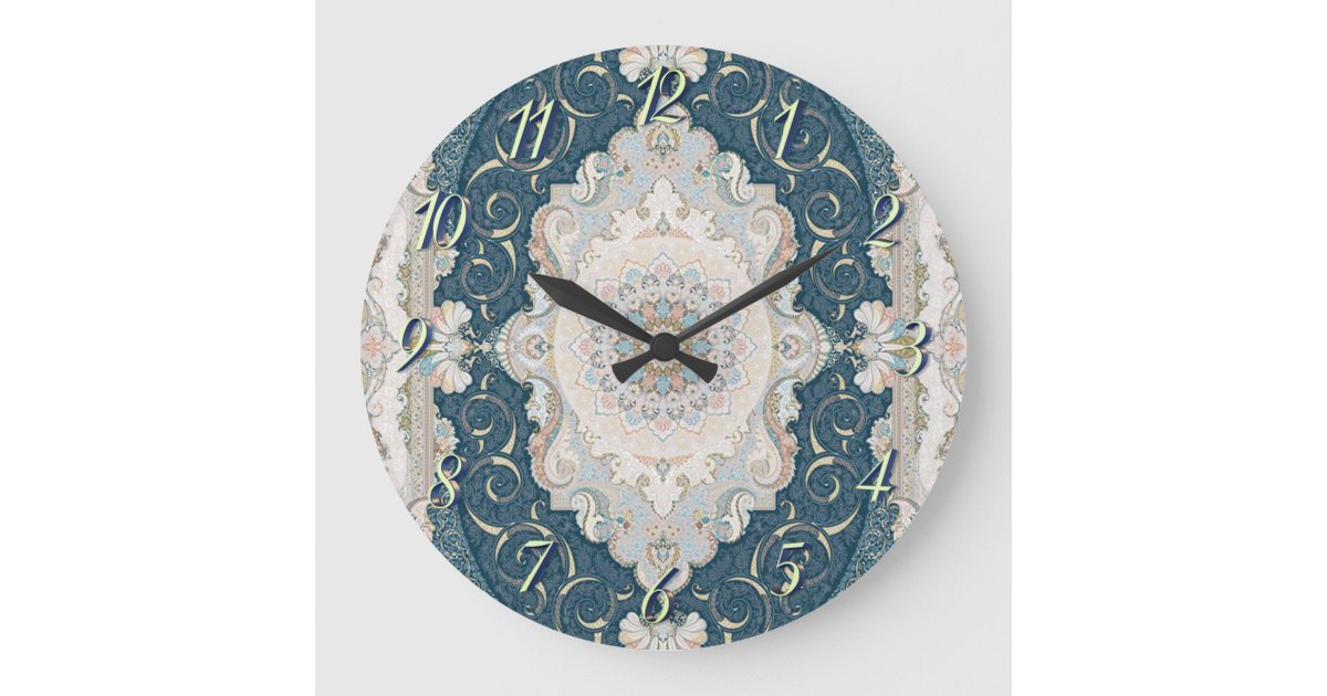 Antique Turkish Persian Carpet Rug Large Clock | Zazzle