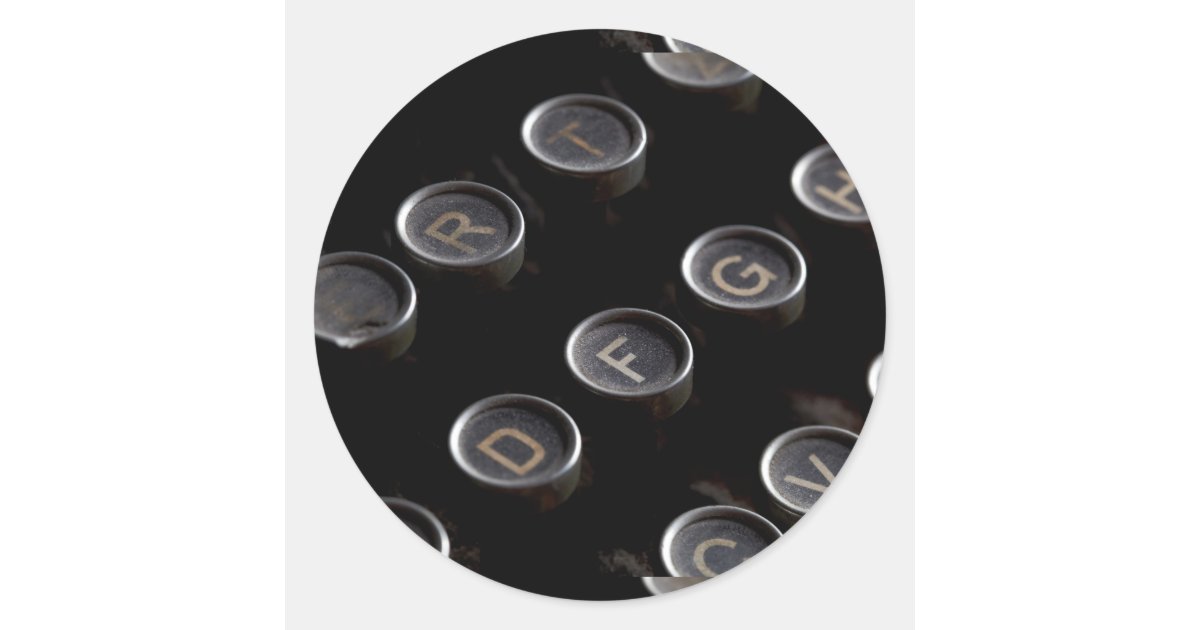 Antique Typewriter Keys Classic Round Sticker | Zazzle