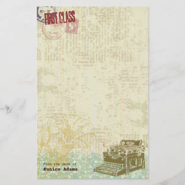 Antique Typewriter Vintage Ephemera Collage Stationery | Zazzle