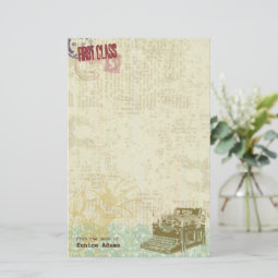 Antique Typewriter Vintage Ephemera Collage Stationery | Zazzle