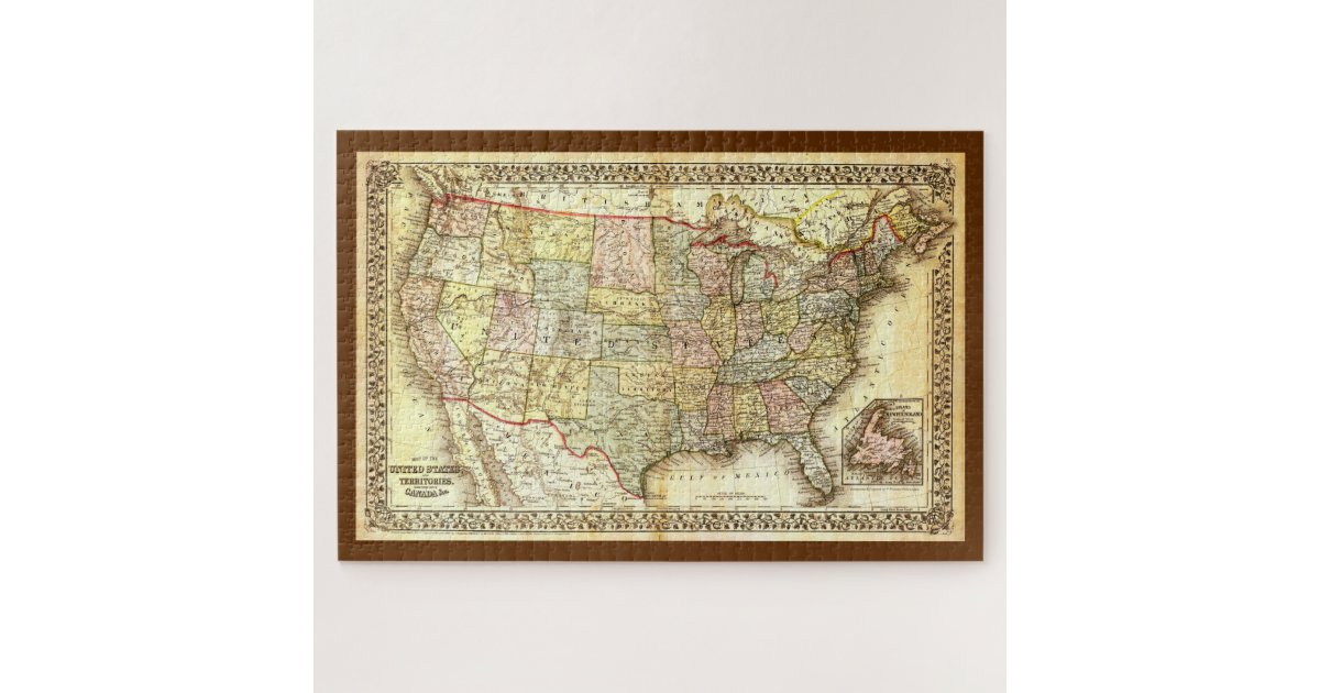 Antique United States Map Jigsaw Puzzle | Zazzle