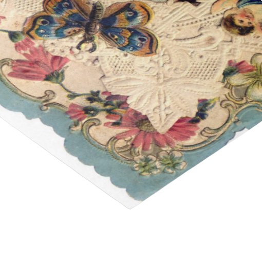 ANTIQUE VALENTINE LACE,CUPID,LOVERS AND BUTTERFLY TISSUE PAPER | Zazzle