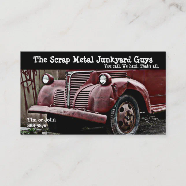 Antique Vehicle Scrap Metal Biz Business Card | Zazzle