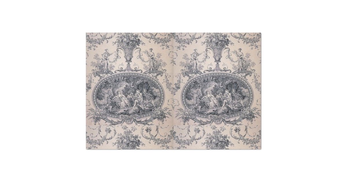 Antique Victoria Toile blue and white decouopage Tissue Paper | Zazzle