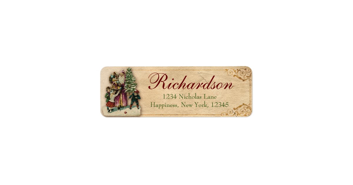 Antique Victorian Christmas Santa Return Address Label | Zazzle