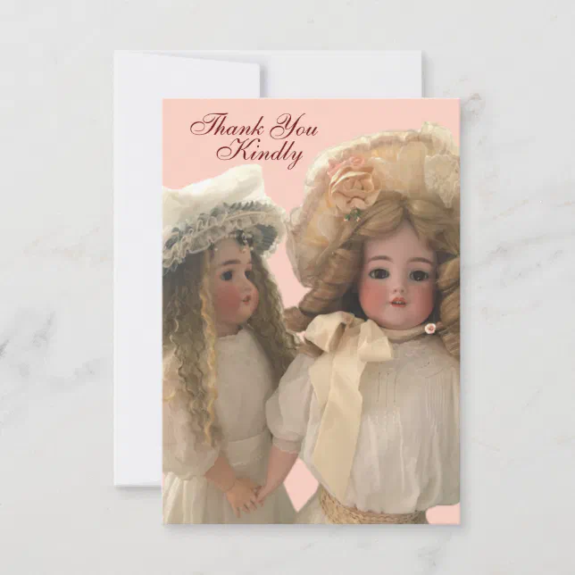 Antique Victorian Dolls Thank You Card | Zazzle