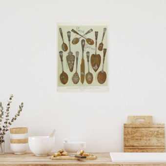 Antique Victorian Era 1884 Silverware Art Poster | Zazzle