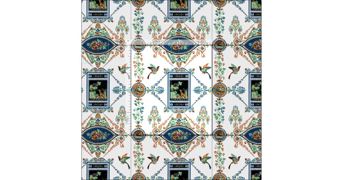 Antique Victorian Era Aesop's Fable Pattern Print Fabric | Zazzle