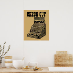 Antique Victorian Era Cash Register Art Check Out Poster | Zazzle