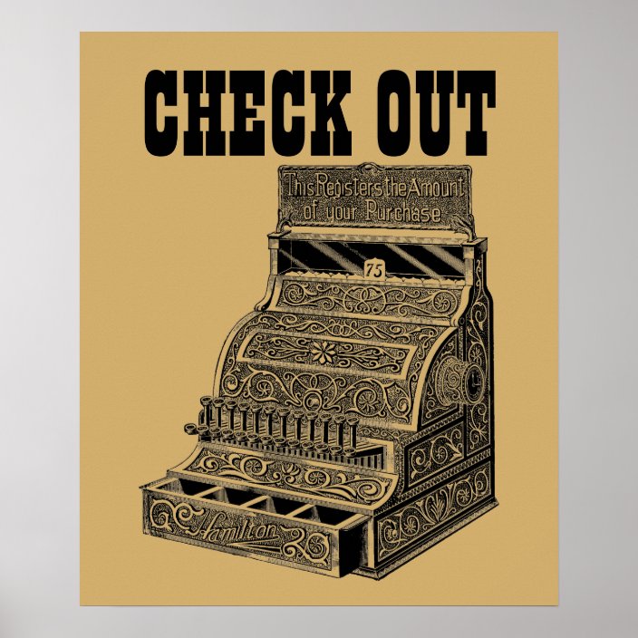 Antique Victorian Era Cash Register Art Check Out Poster | Zazzle.com