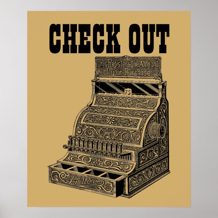 Antique Victorian Era Cash Register Art Check Out Poster | Zazzle