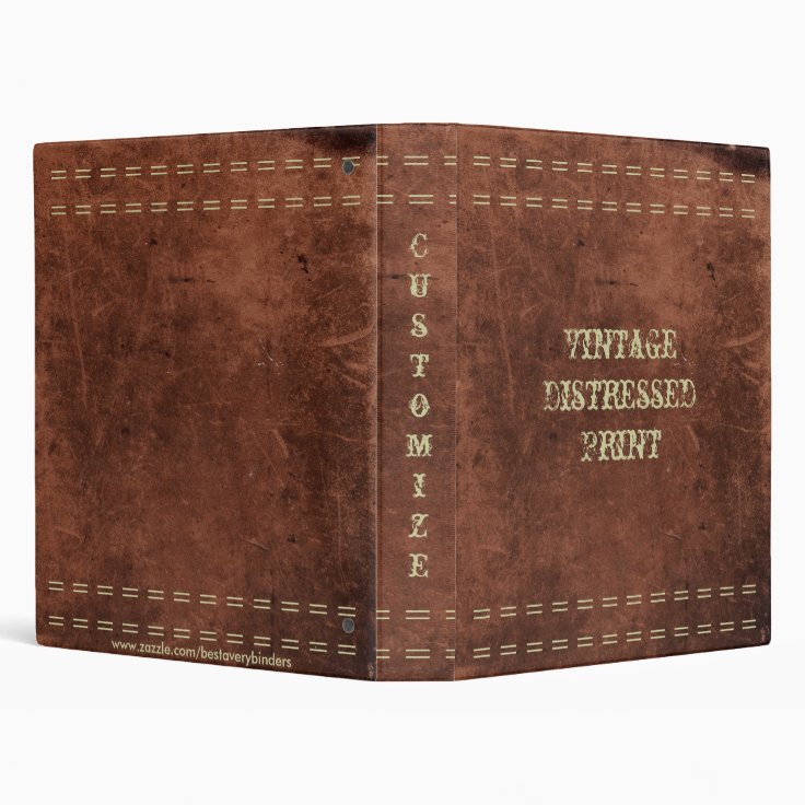 Antique Vintage Distressed Leather Print Notebook Binder | Zazzle