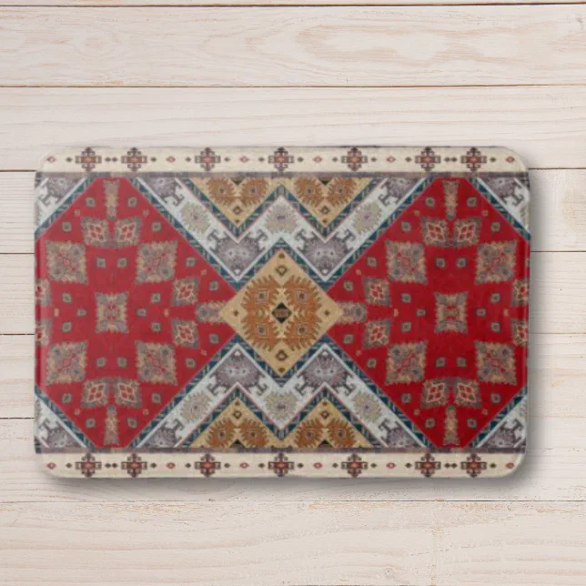 Antique Vintage Red Beige Kilim Turkish Bath Mat | Zazzle