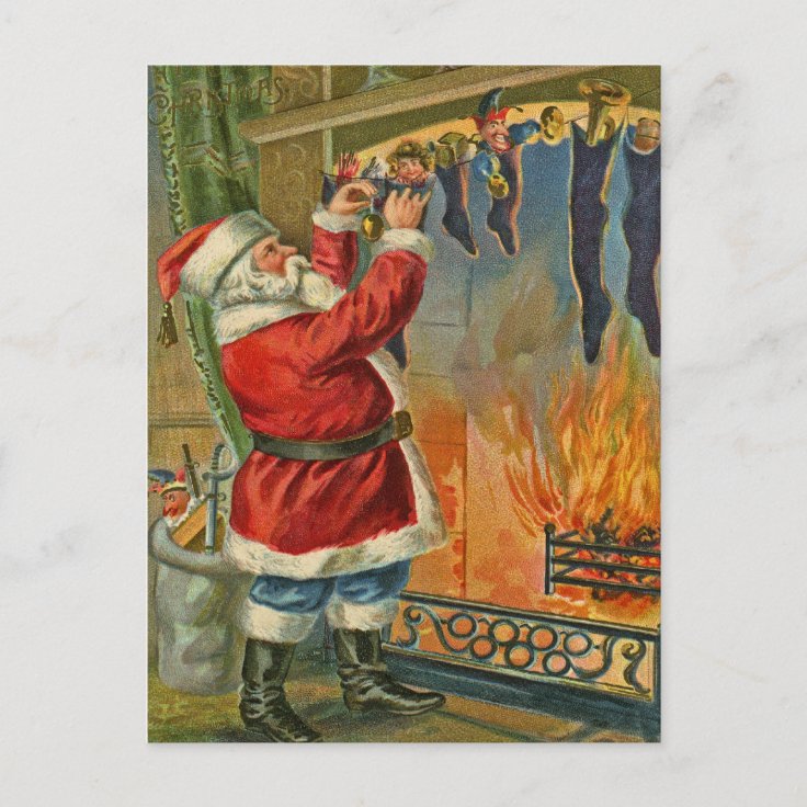 Antique, Vintage-Santa Christmas Postcard | Zazzle