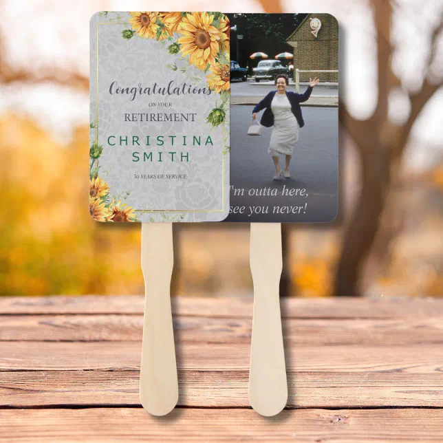 Antique Watercolor Sunflower Retirement Party Idea Hand Fan | Zazzle