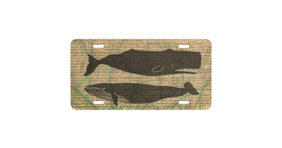 Antique Whale Nautical: Vintage Sea Life License Plate | Zazzle