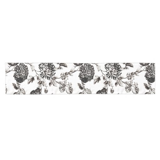 Antique White & Black Botanical Floral Toile No.2 Short Table Runner ...