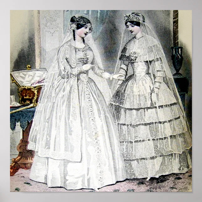Antique White Wedding Dresses Poster | Zazzle