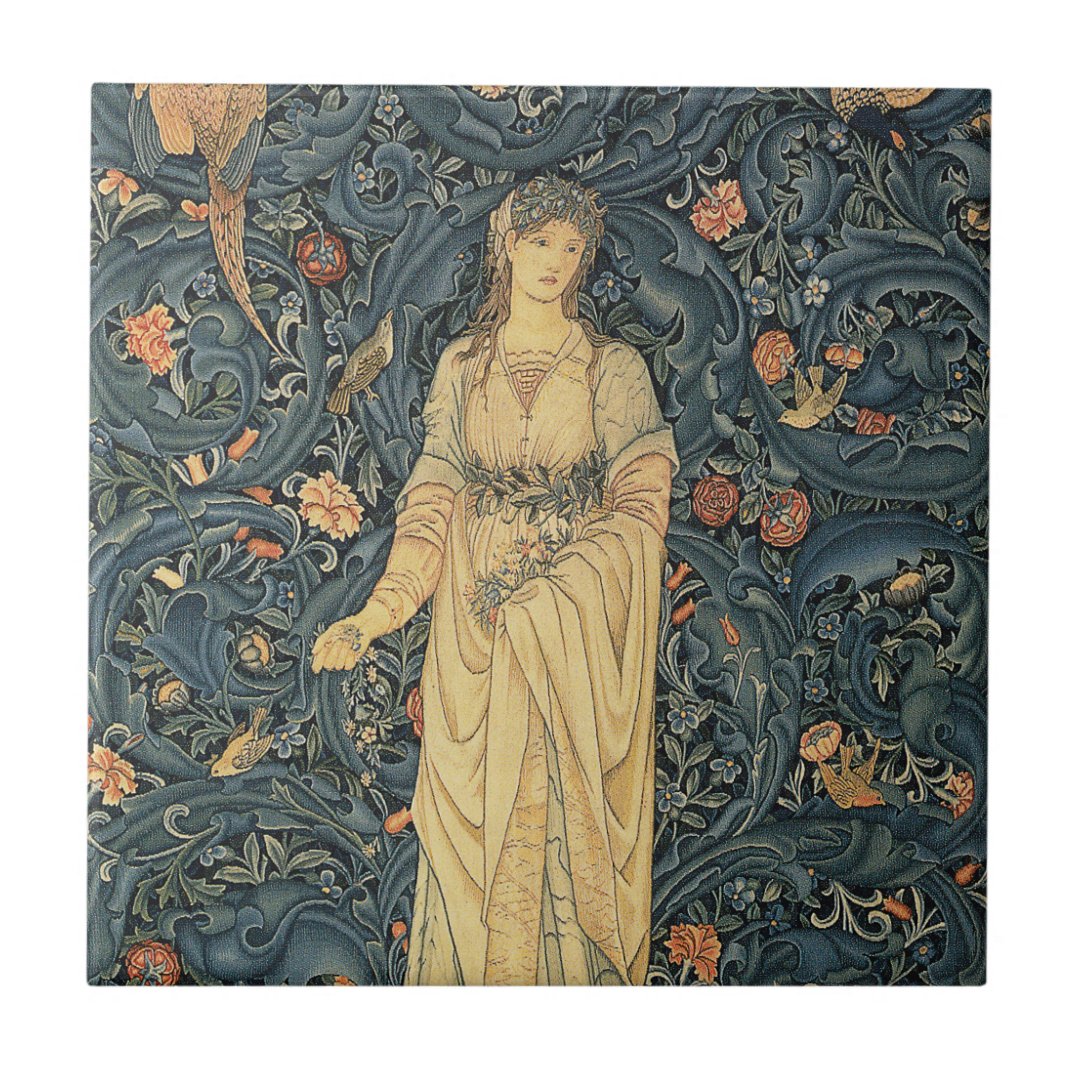 Antique William Morris Flora Tile | Zazzle