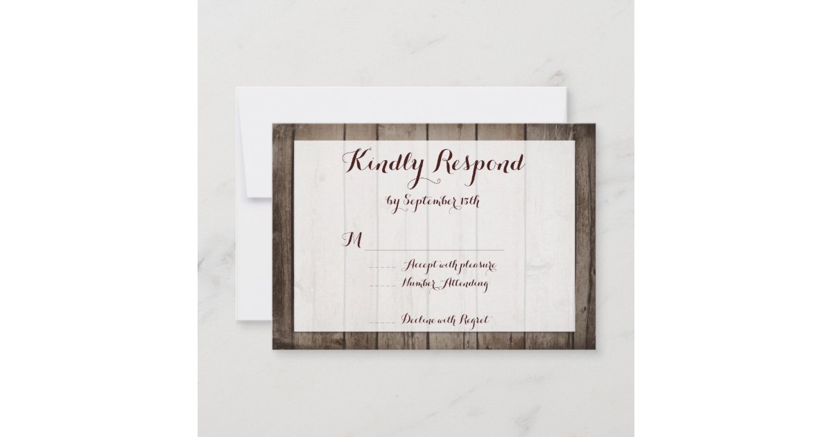 Antique Wood Rustic Country Wedding RSVP Cards | Zazzle
