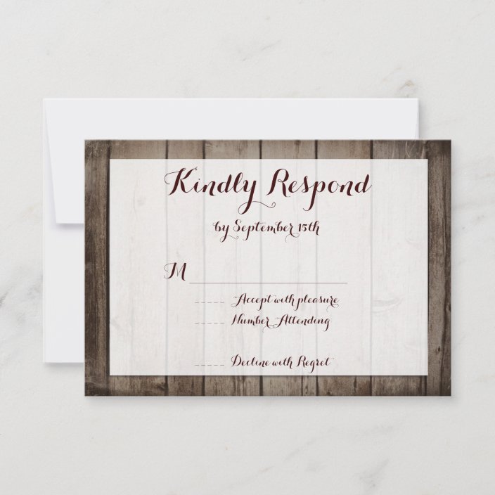 Antique Wood Rustic Country Wedding RSVP Cards | Zazzle.com