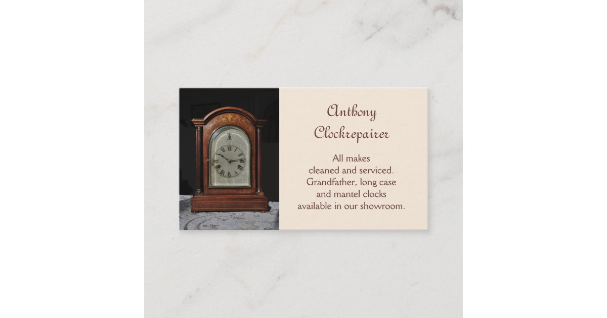 Antique wooden mantel clock business card | Zazzle