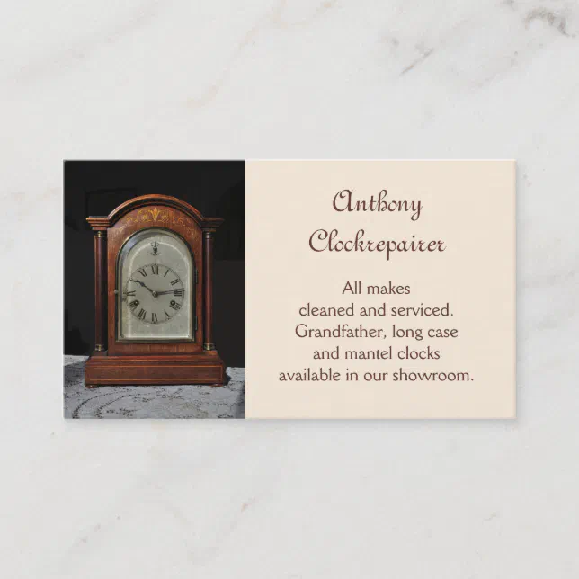 Antique wooden mantel clock business card | Zazzle