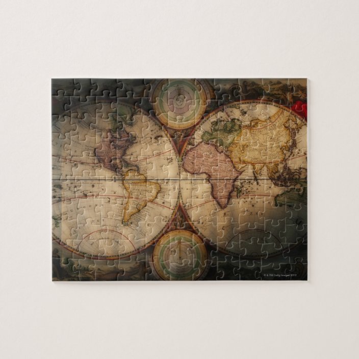 Antique world map 2 jigsaw puzzle | Zazzle.com
