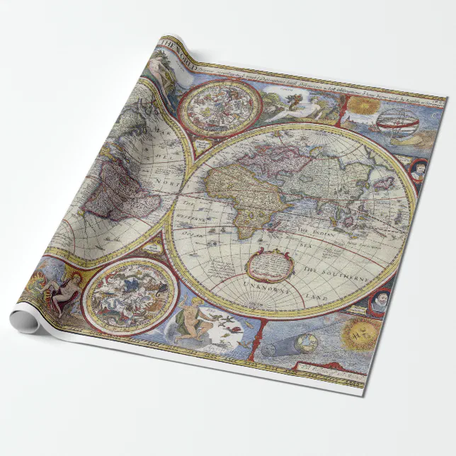 Antique World Map #3 Wrapping Paper | Zazzle