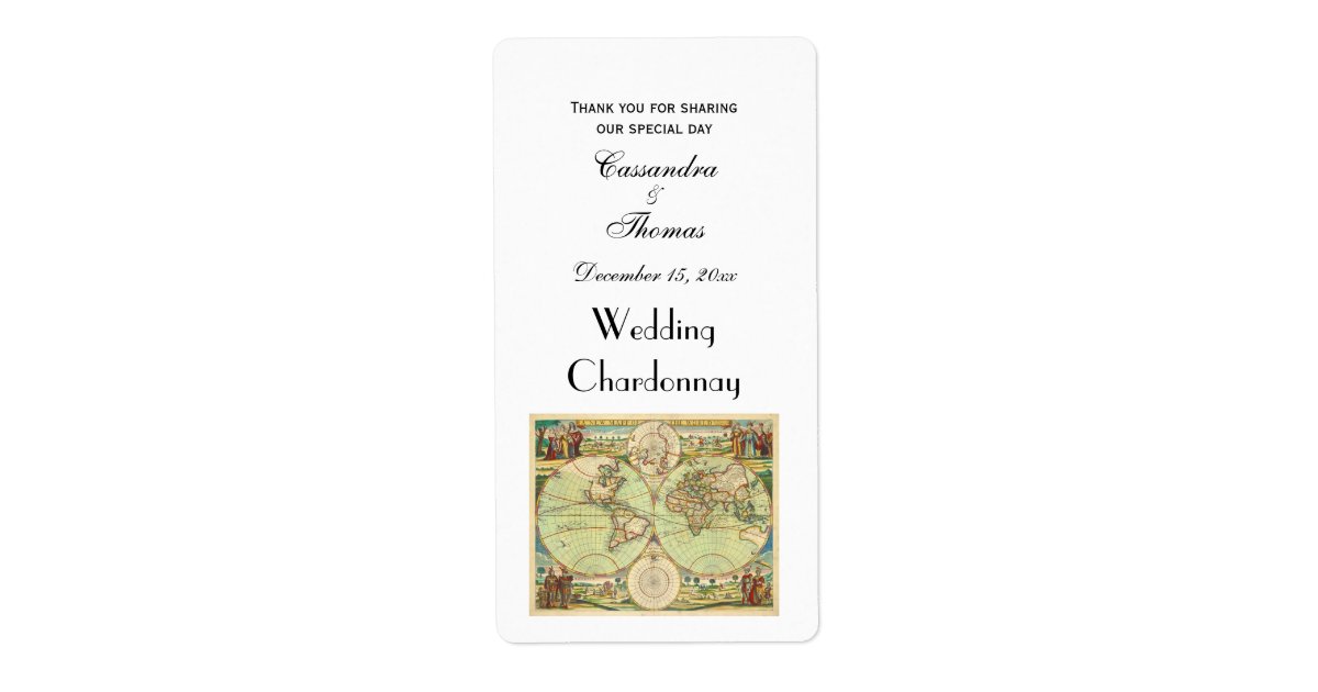 Antique World Map #4 Label | Zazzle