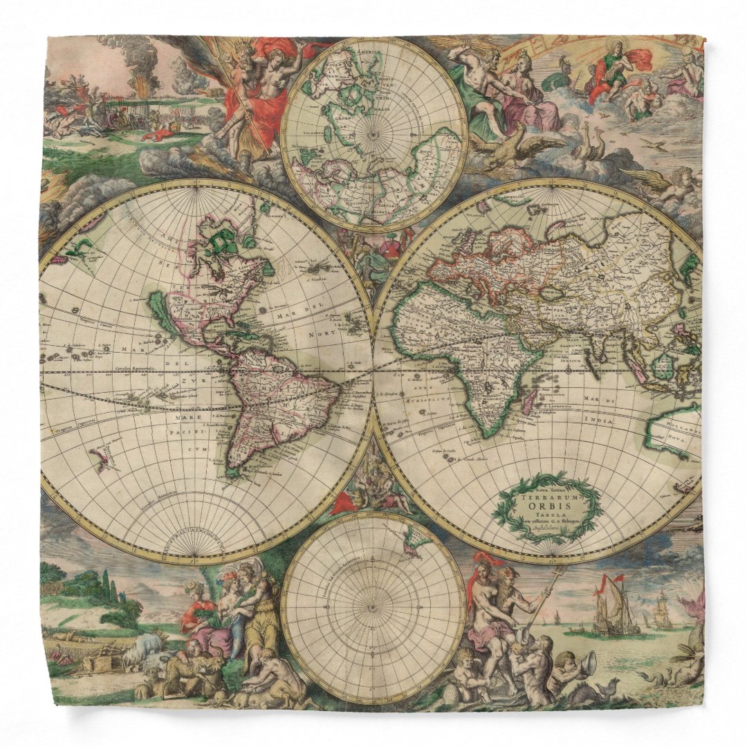 Antique World Map Bandana | Zazzle