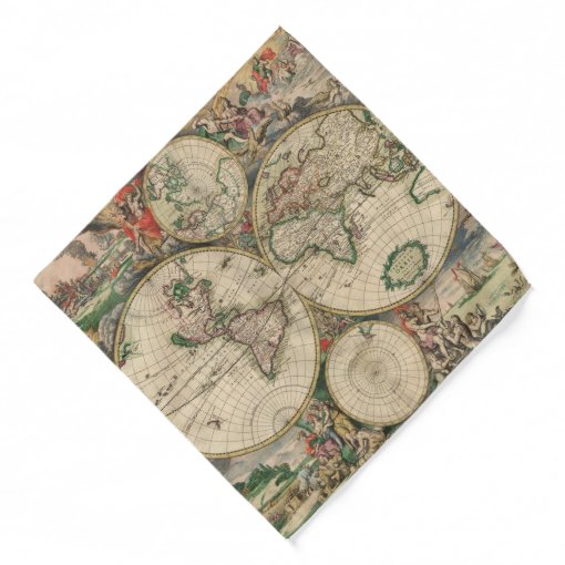 Antique World Map Bandana | Zazzle